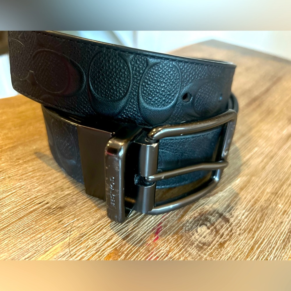 Coach Belt Harness Buckle Signature Logo Leather Sz 42 - Gem